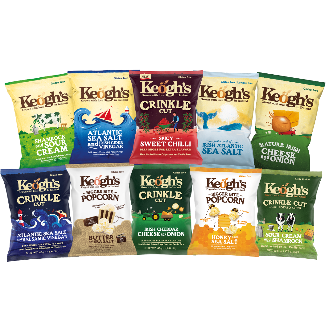 Variety Sharing Box - Mixed Crisps and Popcorn x 10 bags – Keogh's Crisps