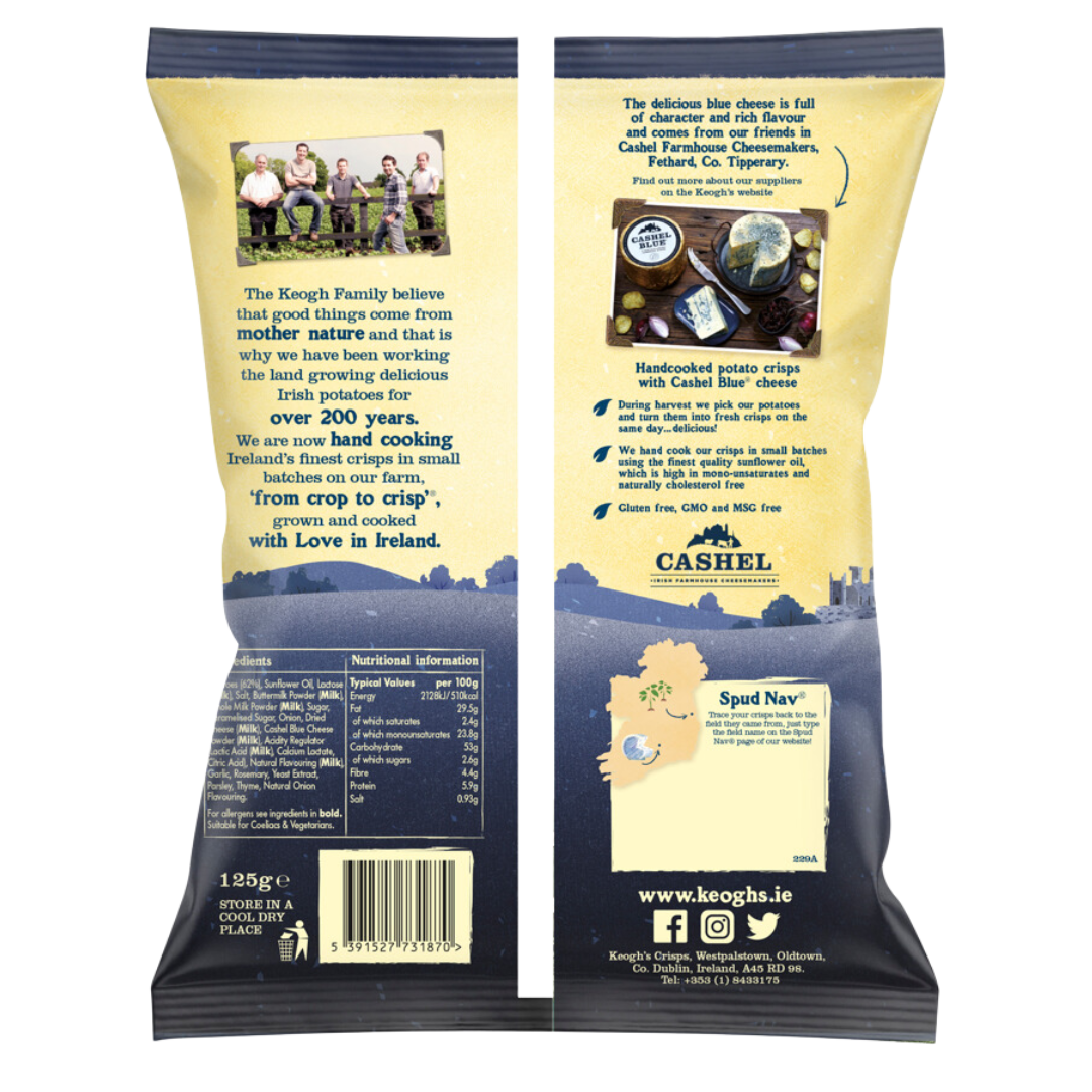 Cashel Blue Cheese & Caramelised Onion Crisps 1 x 125g – Keogh's Crisps